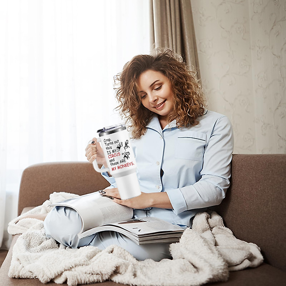 NIAXAUYT Crap Turns Out This Is My Circus Tumbler 40 oz, Funny Birthday Gifts for Mom Grandma Boss, Mother's Day Christmas Mom Gifts from Daughter Son, Those Are My Monkeys Stainless Steel Coffee Cup