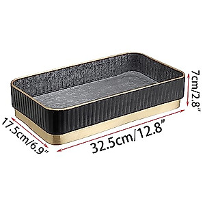 Hipiwe Industrial Style Metal Iron Tray Galvanized Serving Tray for Coffee Table, Home Decorative Centerpiece Tray Rectangular Rustic Bathroom Organizer Tray, Small