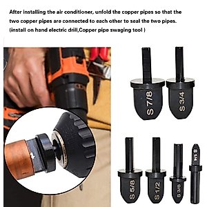Rowzzi Swaging Tool Drill Bit Set, HVAC Tools, 6pcs Professional Manual Copper Pipe Swage Tool Drill Bit Triangular Handle, Repairing Set Include 7/8'', 3/4'', 5/8'', 1/2'', 3/8'', 1/4'' Bits