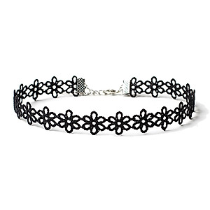 mollensiuer 6 Pieces Black Choker Necklace Set Vintage Lace Tattoo Choker for Women