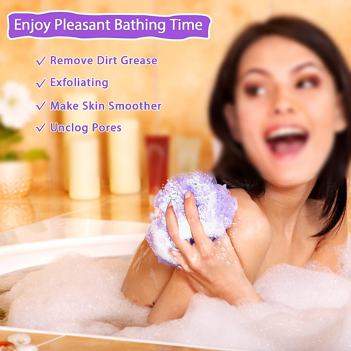 Coldairsoap 4 Pieces African Bath Sponge, African Net Exfoliating Shower Body Scrubber Back Scrubber Skin Smoother for Daily Use