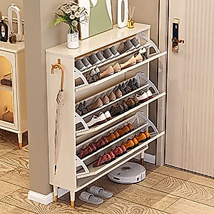 ARHAMS Narrow Shoe Cabinet, Slim Shoe Cabinet, Shoe Organizer, Free Standing Shoe Racks, Shoe Storage for Entryway, Shoe Cabinet with Doors (Color : B, Size : 31.5IN_9.45IN)