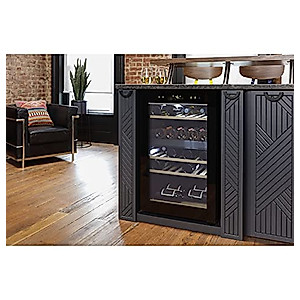 Haier Wine Cooler & Beverage Refrigerator | Mini Wine Fridge Complete With Dual-Zone Temperature Control, Triple-Pane Glass, Door Alarm & LED Interior Lighting | Fits 44 Wine Bottles | Black