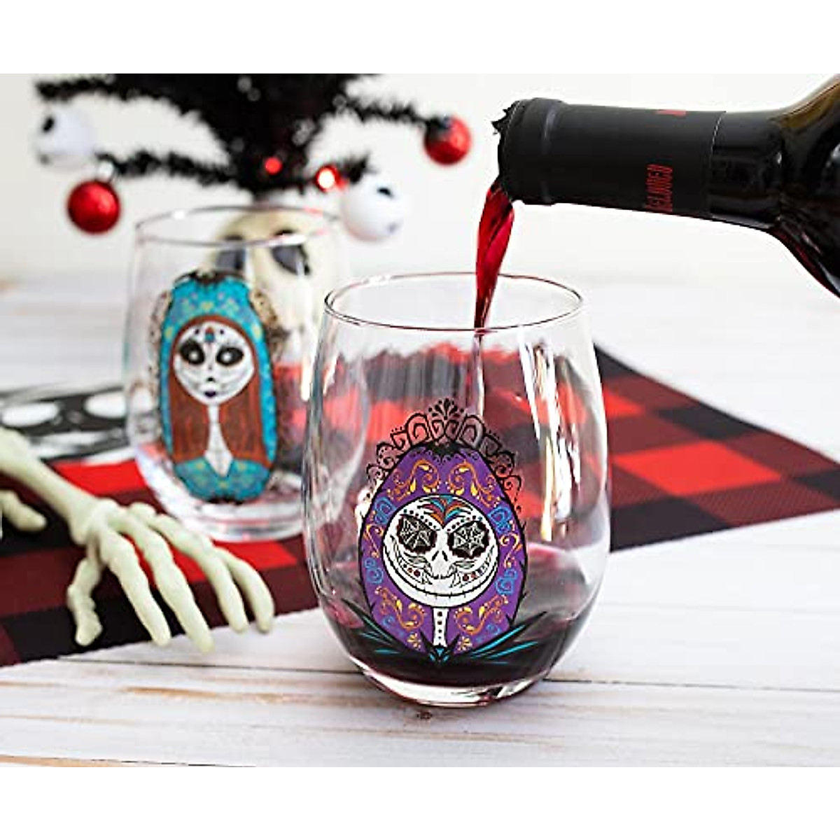 Disney The Nightmare Before Christmas Jack and Sally Stemless Glass Set