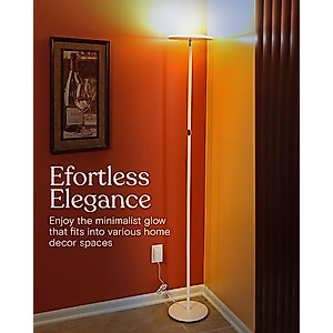 Brightech Sky LED Torchiere Super Bright Floor Lamp - Contemporary, High Lumen Light for Living Rooms and Offices - Dimmable, Indoor Pole Uplight for Bedroom Reading - White