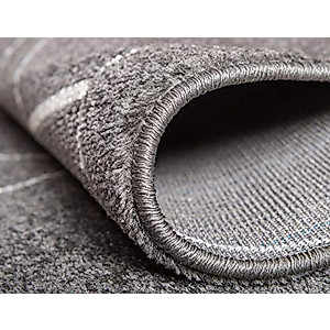 Unique Loom Trellis Frieze Collection Area Rug - Geometric (5' Square, Dark Gray/ Ivory)