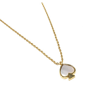 Kate Spade New York Signature Spade Mother of Pearl Gold Plated Mini Charm Pendant Necklace Cream
