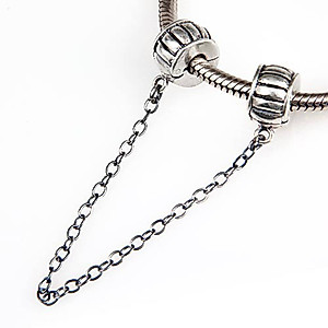 Safety Chain Clip Clasp Charm for Pandora Bracelet Antique 925 Sterling Silver Lock Stopper Beads