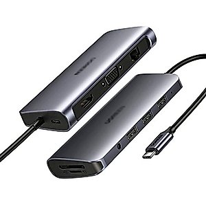 GPPZM USB C Hub 10 in 1 USB Type C to HDMI 4K USB 3.0 VGA PD 3.5mm Full Function Hub