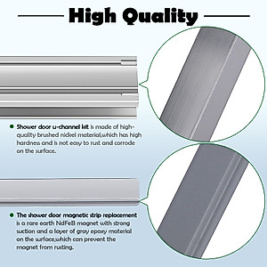 Glass Shower Door Magnet Latch Replacement Kits with Shower Door Magnet and Metal Strike Plate for 1/8" 5/32" 3/16" & 1/4" Thick Swing Glass Shower Doors