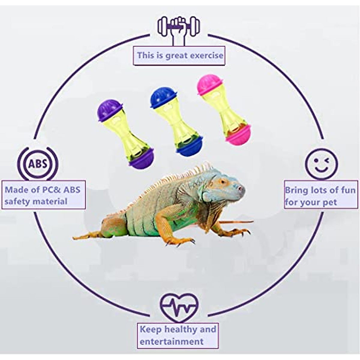 PUMEXFE 3 PCS Reptile Enrichment Toy Ball Bearded Dragon Toys Reptile Tank Decor Reptile Feed Toys for Lizard, Bearded Dragon, Gecko, Small Animals (Blue)