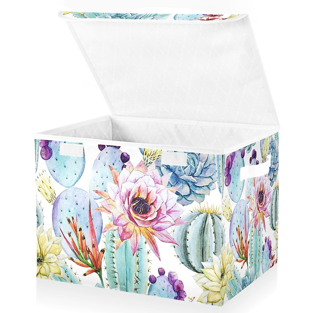 xigua Cactus Storage Bin with Lids Larger Collapsible Decorative Cube Storage Bins with Handles Divider for Bedroom Closet Living Room