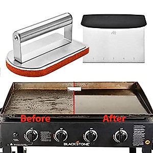 Griddle Spatula Heavy Duty Flat Top Grill Accessory Tool Kit with Griddle Spatula Chopper Scraper Tong Blackstone Cleaning Tool Accessories 10 Pcs