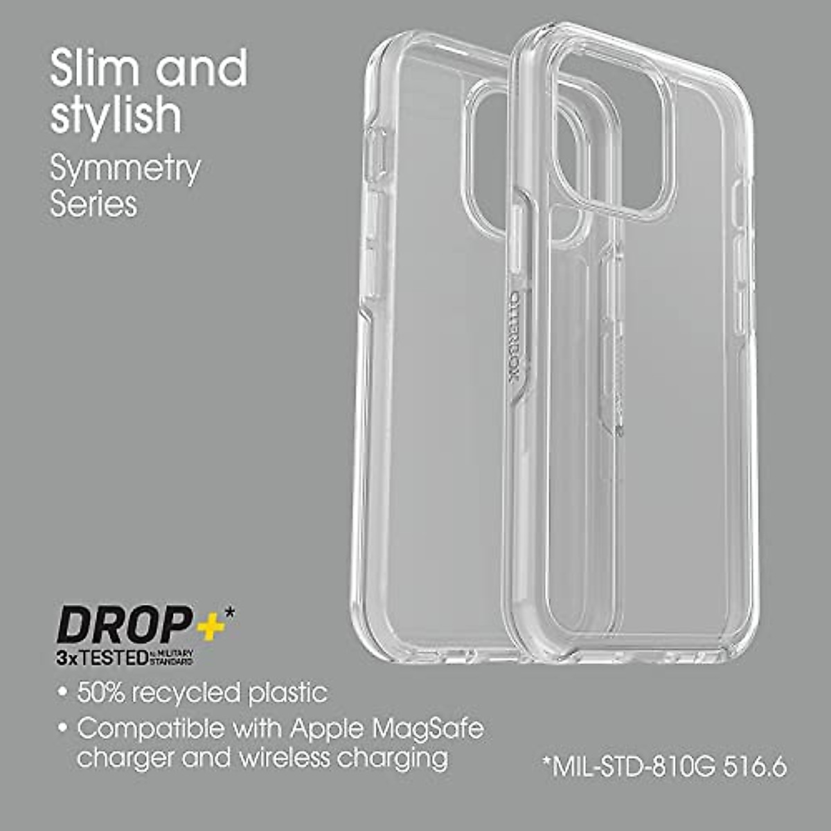 OtterBox Symmetry Series Clear Case for Apple iPhone 13 Pro - Polycarbonate, Wireless Charging Compatible, Non-Retail Packaging (Stardust 2.0)