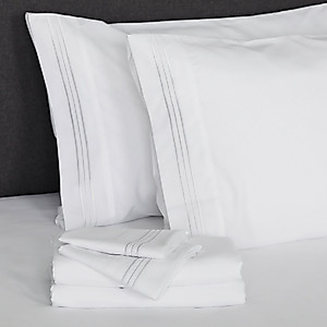Furinno Angeland Vienne 3-Piece Microfiber Bed Sheet and Pillowcase Set, Twin, White