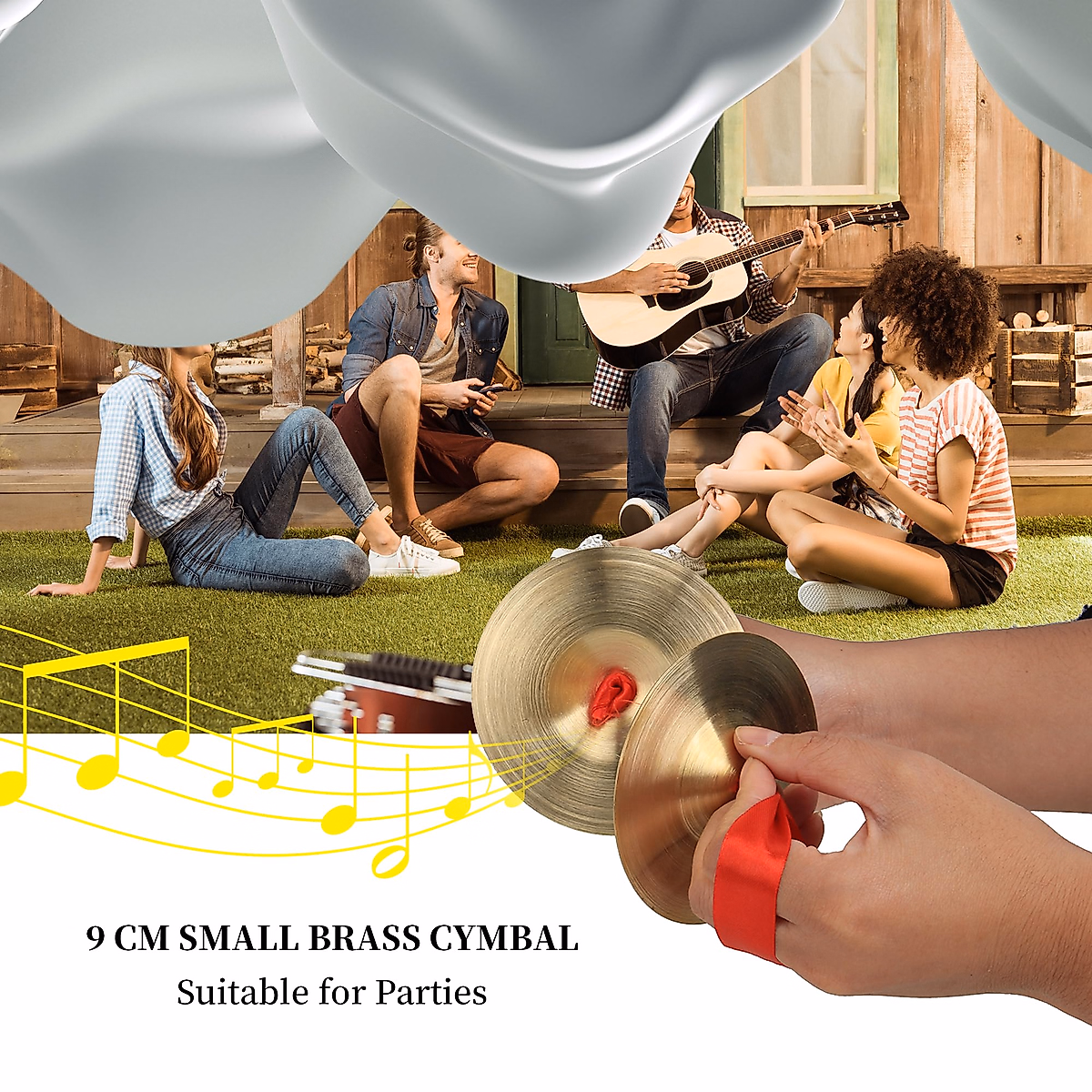 2Pcs Mini Copper Hand Cymbals 90mm Diameter Gong Band Rhythm Beats Percussion Musical Instrument for Parties, Dances, Belly Dances, Holiday Celebration