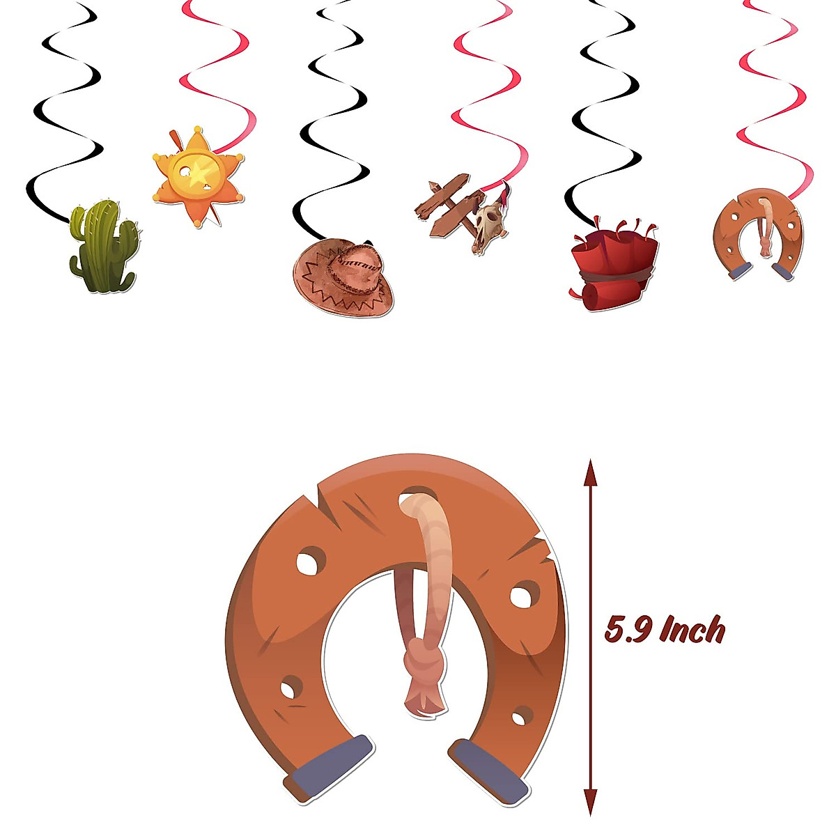 58 PCS Cowboy Birthday Party Decoration Western Cowboy Theme Birthday Decorations Cowboy Happy Birthday Banner Balloons Cake Cupcake Toppers Western Party Supplies Kit for Boys Western Theme Party