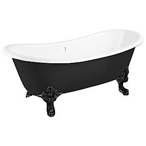 Signature Hardware 946219-72 Lena 72" Cast Iron Soaking Clawfoot Tub with Integrated Drain, Overflow and Imperial Feet