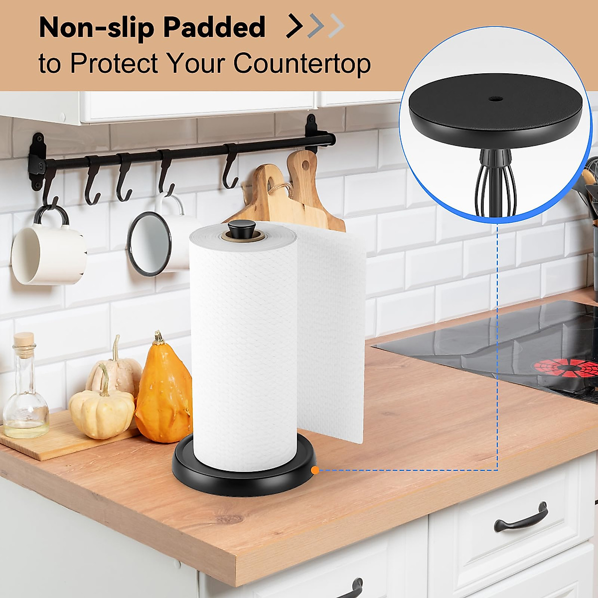 Sunflower Kitchen Paper Towel Holder - Yellow Home Kitchen Decor Accessories - Hegivoc Black Metal Farmhouse Large Towel Stand for Countertops - The Butterfly Lovers