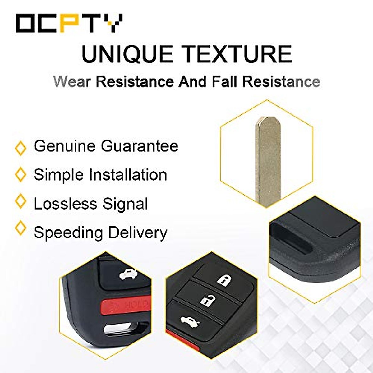 OCPTY 1 X Flip Key Entry Remote Control Key Fob Transmitter Replacement for Honda for Accord for Civic 1.8L 2.4L 2013-2015 4 Buttons