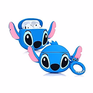 Mtoye Airpods Silicone Case Cool Cover Compatible for Apple Airpods 1&2 [Cartoon Series][Designed for Kids Girl and Boys][Big Ear] (Blue)