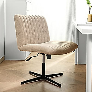 LEAGOO Fabric Padded Armless Home Office Desk Chair, 120° Rocking Mid Back Ergonomic Chair Computer Task Chair, Swivel Vanity Chair with No Wheels (Mixed Color)