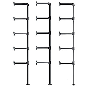 FOF FRIEND OF FAMILY Industrial Retro Wall Mount Iron Pipe Shelf,DIY Open Bookshelf,Hung Bracket,Home Improvement Kitchen Shelves,Tool Utility Shelves, Office Shelves,Ceiling Mount Shelf Shelves