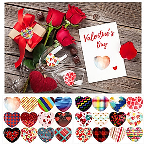 HOWAF Valentine's Day Heart Shape Stickers, Valentine's Day Labels Stickers Sheets, Valentines Day Decorative Stickers for Valentines Party Decorations Supplies, Happy Valentine’s Day Self Adhesive Stickers