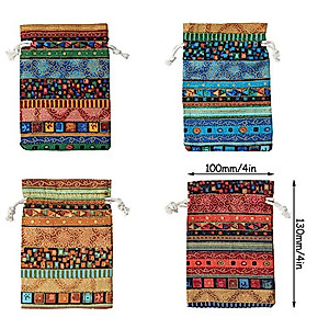28 Pack Egyptian Style Jewelry Coin Pouches Aztec Print Drawstring Gift Bag Christmas New Year's Day Gift Bag for Candy Wedding Party Valentine Favors