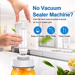 Mason Jar Vacuum Sealer, Mifenney Food Saver Jar Sealer Kit with Accessory Hose for Regular and Wide Mouth Mason Jars, with Manual Vacuum Pump and Lid Opener