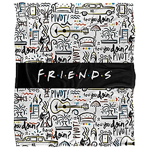 Friends Let's Be Friends Pattern Officially Licensed Silky Touch Super Soft Throw Blanket 50" x 60"