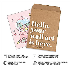 L&B CREATIONS Kawaii Room Decor Frog Art Drawings - Set of 6 Pink Kawaii Posters, Cute Japanese Aesthetic Anime Wall Art Prints for Girls Bedroom (Unframed 8x10)