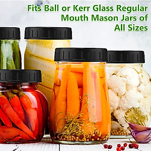 Inbagi 60 Pcs Plastic Canning Jars Lids Bulk Black Mason Jar Lids Reusable Canning Jar Lids Regular Mouth Leakproof Storage Cap with Silicone Ring for Mason Jar Canning Jar and More(70 mm Diameter)