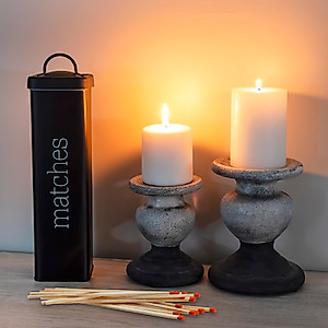 AuldHome Design Enamelware Fireplace Matches Holder (Black), Farmhouse Storage Container for Long Safety Matches