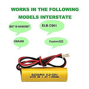 GLESOURCE AA 1100mAh 1.2V Emergency Light Battery Compatile for ELB-CS01, EXR EL 122 C4T,Custom 332,Unitech OSA268(2 Pack)