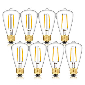 CRLight 2W LED Edison Bulb 30W Equivalent 300LM, 3000K Soft White E26 Vintage Edison Tiny ST48 / ST14 Clear Glass Dimmable LED Filament Light Bulbs, Pack of 8