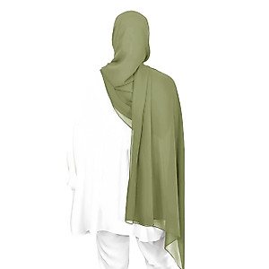 Premium Chiffon Hijab Head Scarf Shawl Wrap for Muslim Women Lightweight (Light Olive)