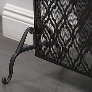 Christopher Knight Home Elmer Single Panel Iron Fireplace Screen, Black