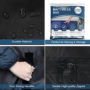 Mattress Bags for Moving and Storage, Heavy Duty Twin Mattress Bag with 4 Strong Handles, 100% Waterproof Mattress Cover/Protector for Moving Twin Size, Reusable Thick Tarp, Black