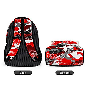 DTCCET Classic Red Camo Backpack, Lightweight Camo Daypack 3D Printed Laptop Bag with Multiple Pockets, Stylish Shoulders Backpack(Red Camo)