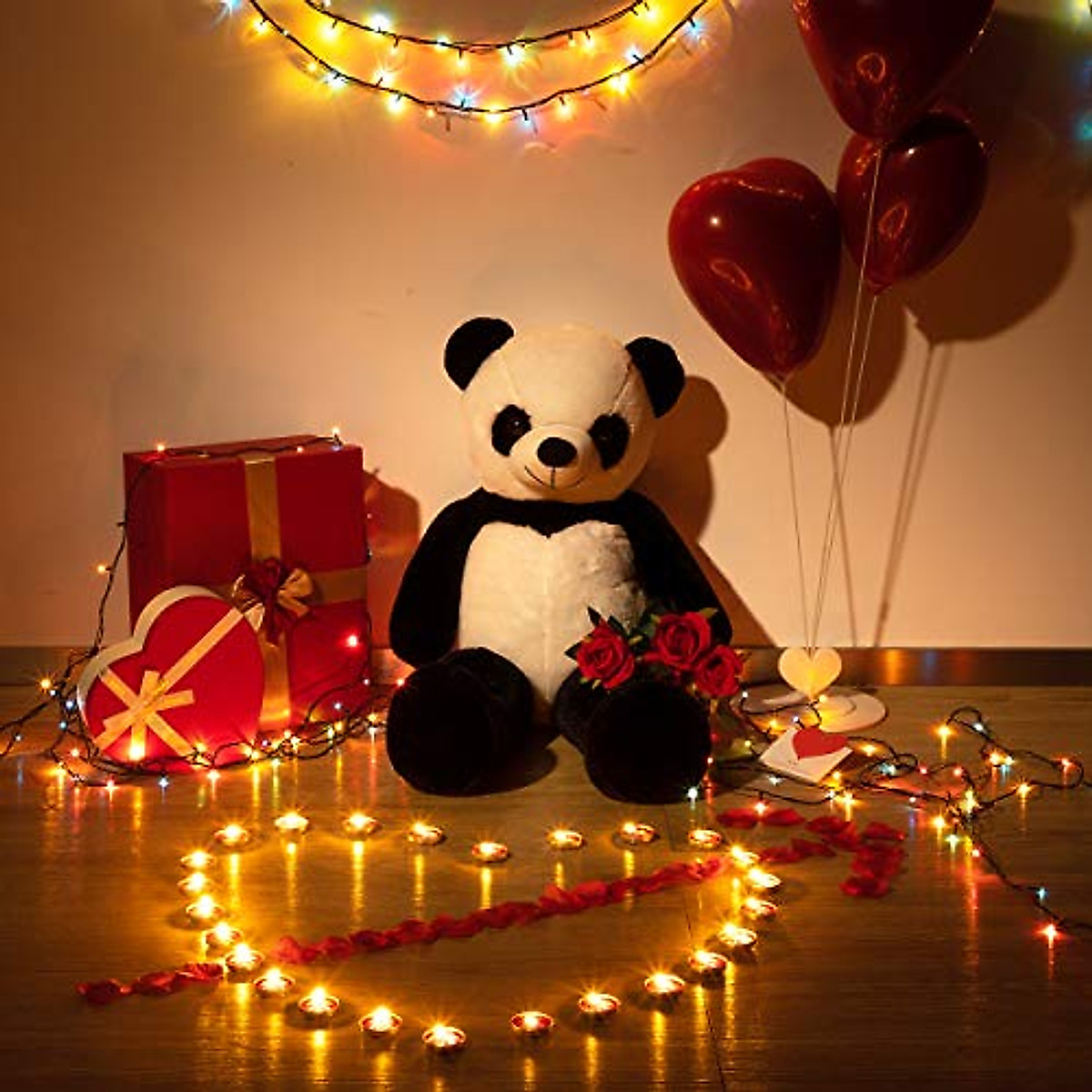 Simccppley Stuffed Animal Classic White and Black Soft Plush Bear Toy 32 Inch