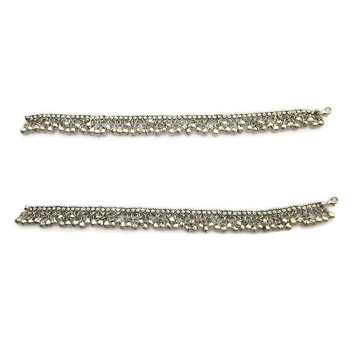 Womens Fashion Anklets Pair | Ankle Bracelet Barefoot Sandals Feet Jewelry | Festival Bohemian Vintage Retro Tribal Gypsy Hippy Bollywood Boho Chic Style | Jingle Bell Charm Handcrafted Indian Payal