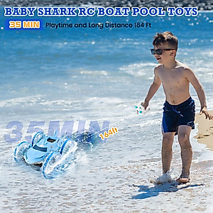 FUUY Amphibious Waterproof Remote Control Boat: RC Car Monster Truck with Lights 4WD Gesture Hand Controlled Water Beach Pool Toys Kids Gifts for Boys Pool Toys