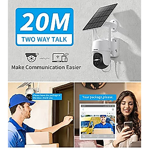 Ankway Solar Security Camera, 2K Wireless Outdoor Cameras with Smart App, Color Night Vision, 360° PTZ WiFi Camera for Video Surveillance, IP65, AI Detection, 2-Way Talk, 3.5W Solar Powered Panel
