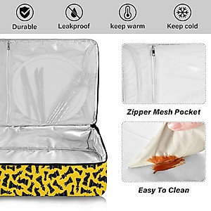 Kcldeci Insulated Thermal Food Carrier Insulated Casserole Carrier for Hot or Cold Food,Yellow Chess Pieces Insulated Tote Bag for Potluck Cookouts Parties Picnic,Lasagna Lugger