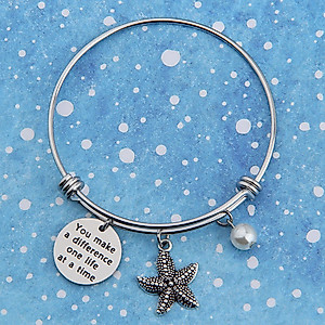 bobauna You Make A Difference One Life At A Time Starfish bracelet Appreciation Gift For Volunteer Social Worker (make difference bracelet)