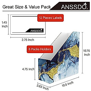 ANSSDO 6 Pack Cardboard Magazine Holder Premium Magazine File Holder Organizer, Magazine File Organizer, Large Volume Magazine Storage Box as Book Bins or Folder Holder for Desk -Blue Gold 6 Pack