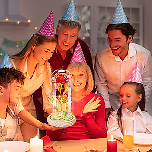 QUNPON Mothers Day Rose Gifts for Mom Birthday Gifts for Women,Mom Gifts for Mother Day from Daughter Galaxy Glass Red Butterfly Flowers Rose Gifts for Sister,Grandma,Her,Wife,Anniversary,Wedding