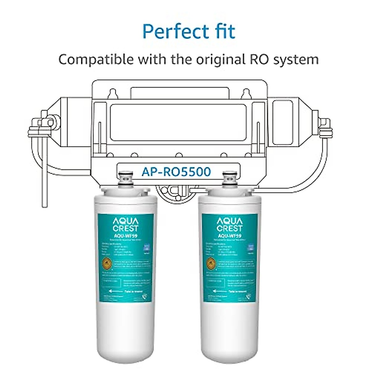 AQUACREST AP5527 Reverse Osmosis Pre and Post Water Filter Cartridge, Replacement for Aqua-Pure AP5527, 5598101, AP-RO5500, APRO5500 Reverse Osmosis System (1 Set), Model No.WF59.