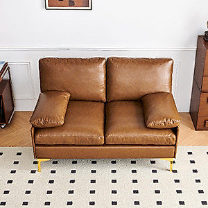 Atopston 53" Loveseat, Mid Century Mid-Century Modern Decor 2 Seater Sofa, Small Sofa for Bedroom Apartment Office, Caramel